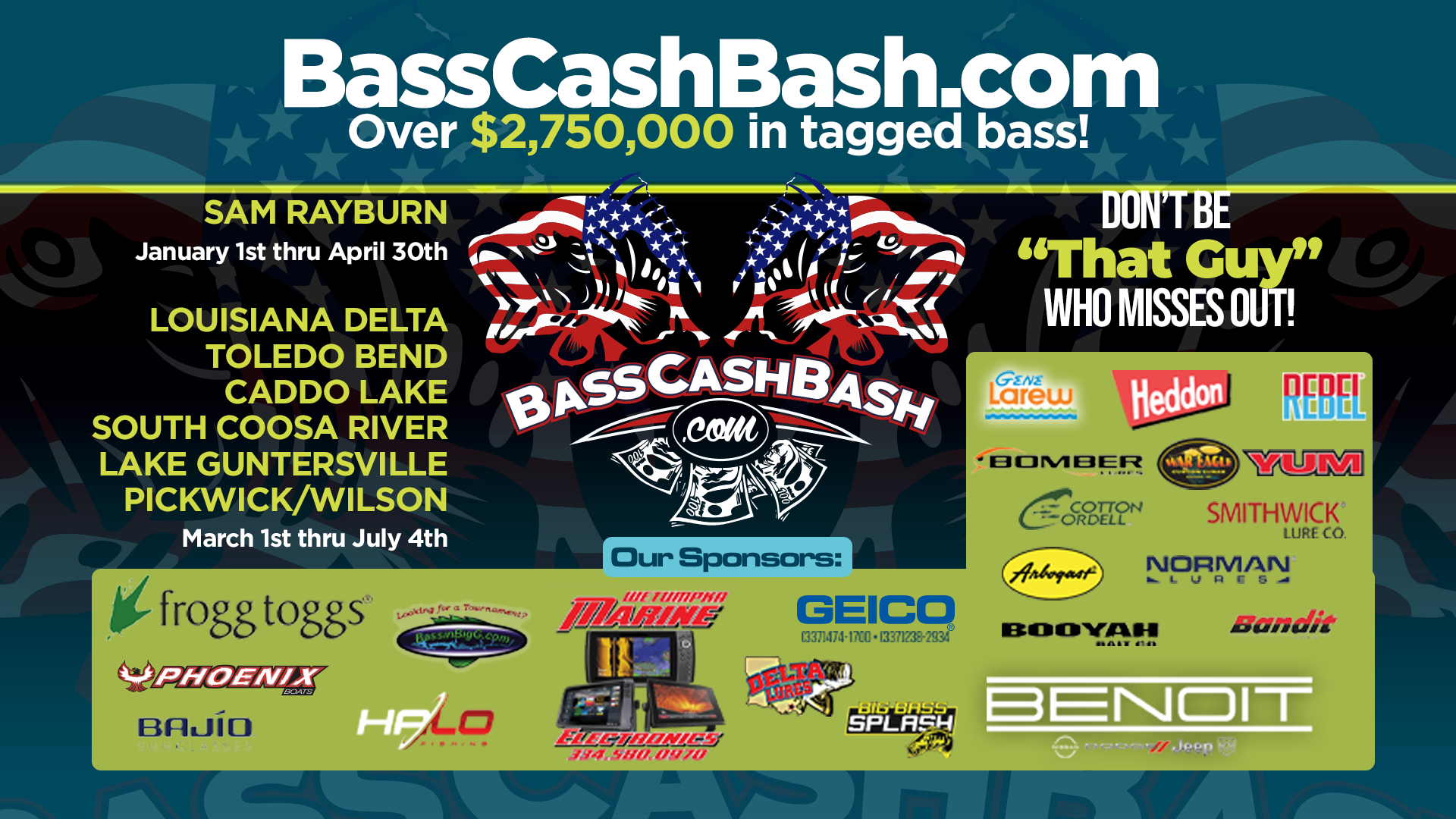 Bass Cash Bash® | Fishing Tournament with Cash Prizes & Tagged Fish ...